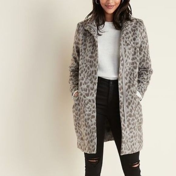 Old Navy | Jackets & Coats | Old Navy Brushedsnow Leopard Print Jacket Size Small | Poshmark